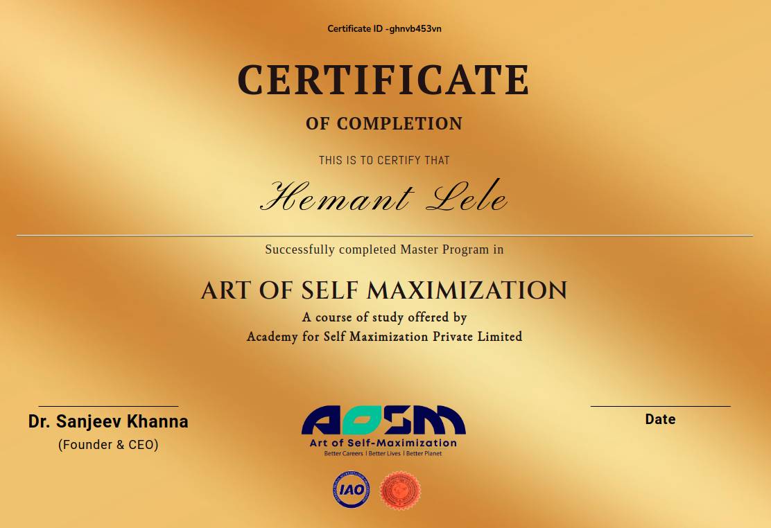 Certification | AOSM | Art of Self-Maximization - Better Careers ...